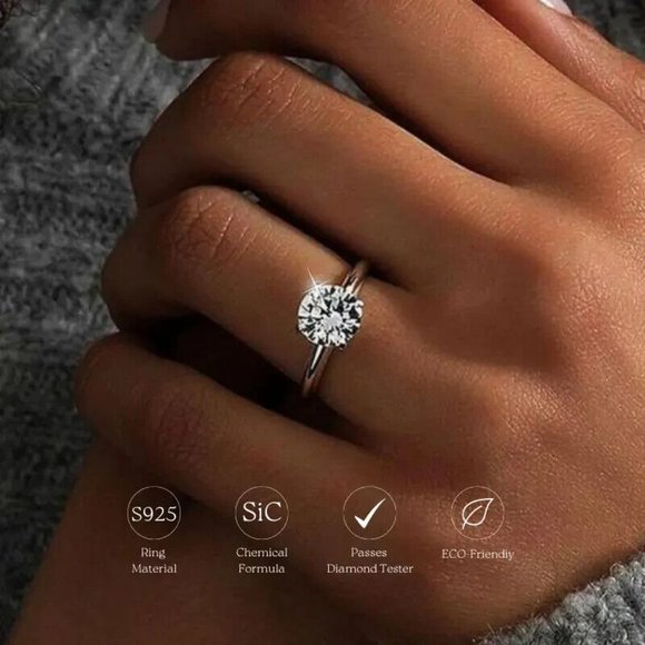 Jewelry | Authentic 1ct Moissanite Lab Diamond Solitaire Ring 18k White ...